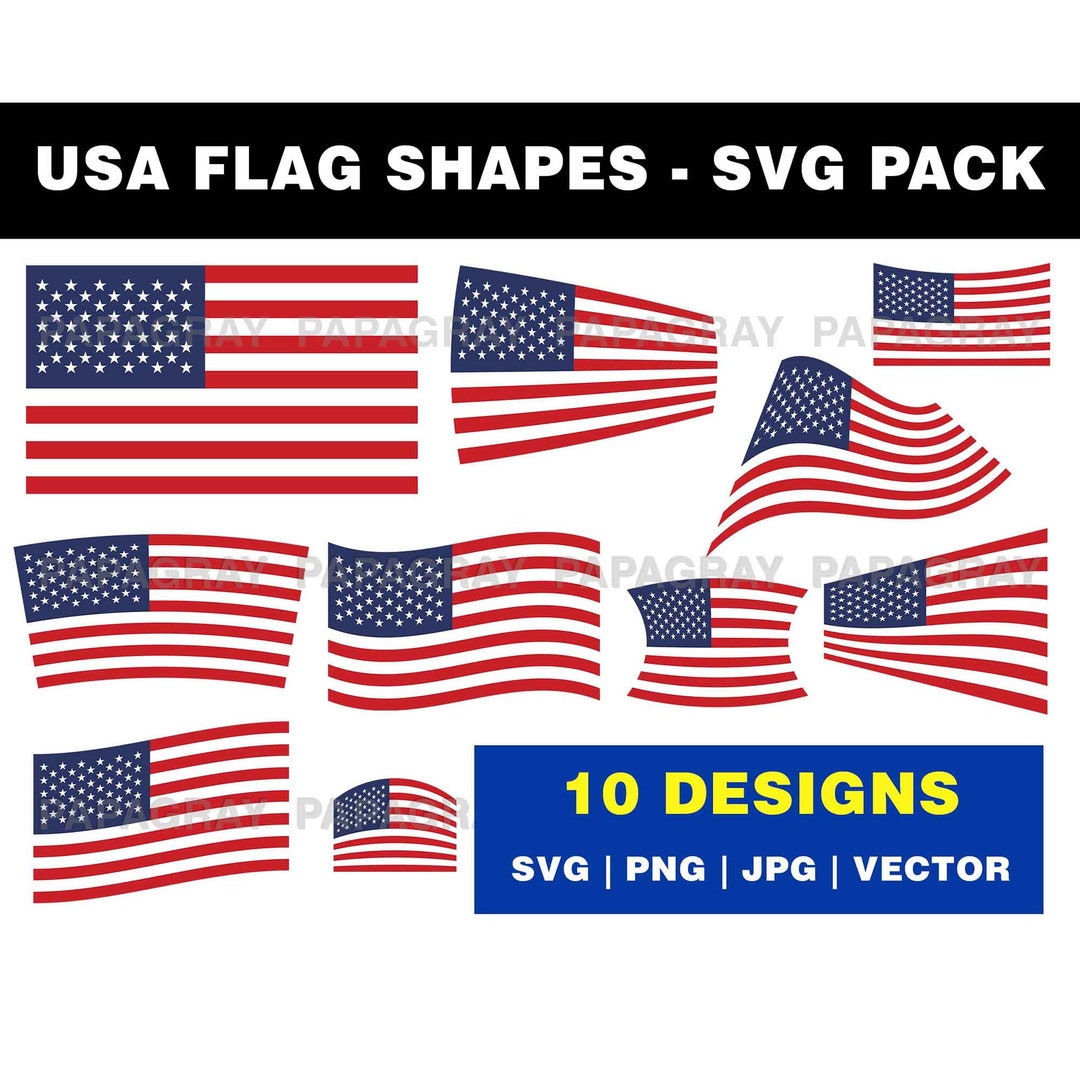 USA Flag Shapes SVG Graphic - 10 Designs | Digital Download | America ...