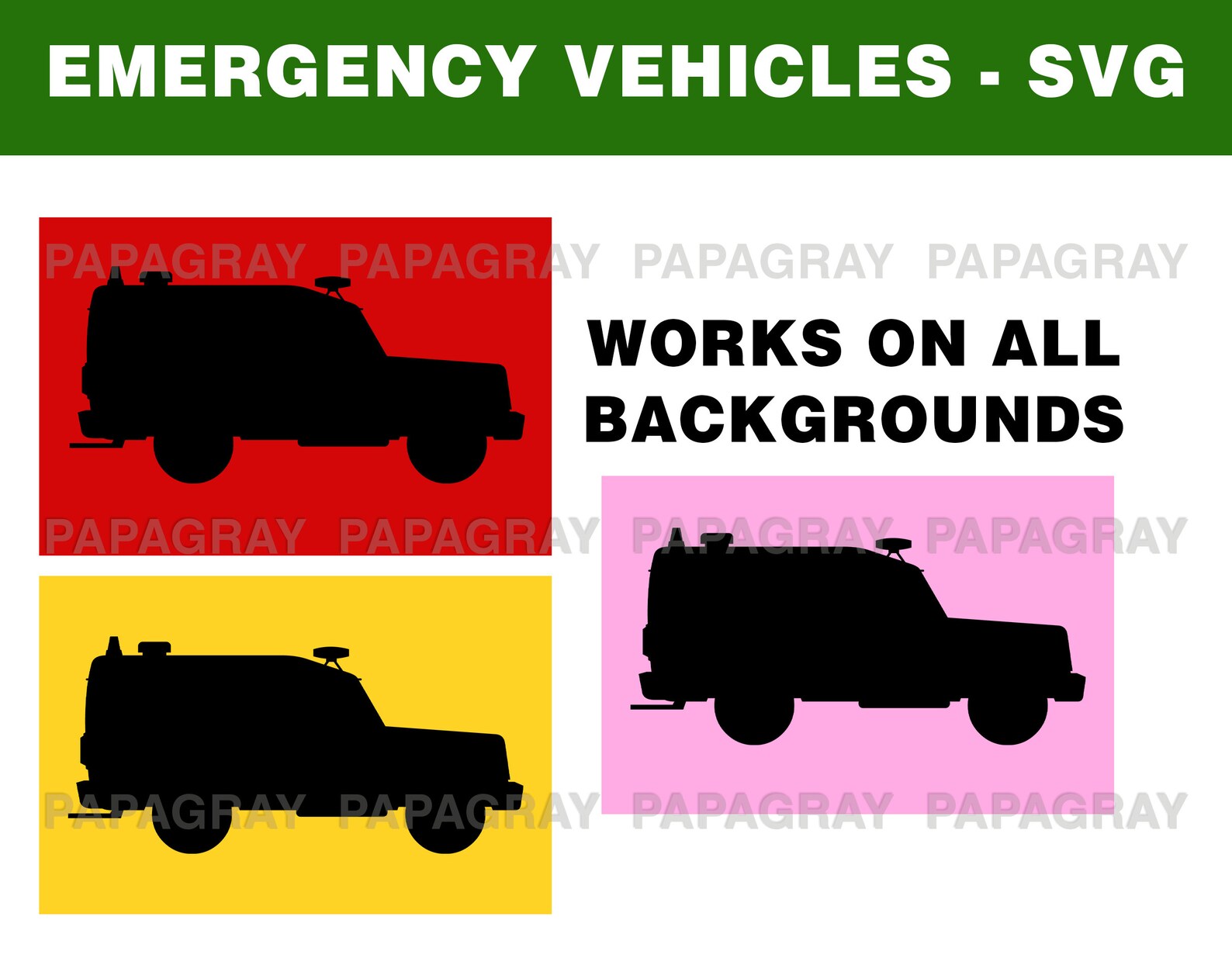 Emergency Vehicles SVG Pack 10 Designs Digital Download | Etsy
