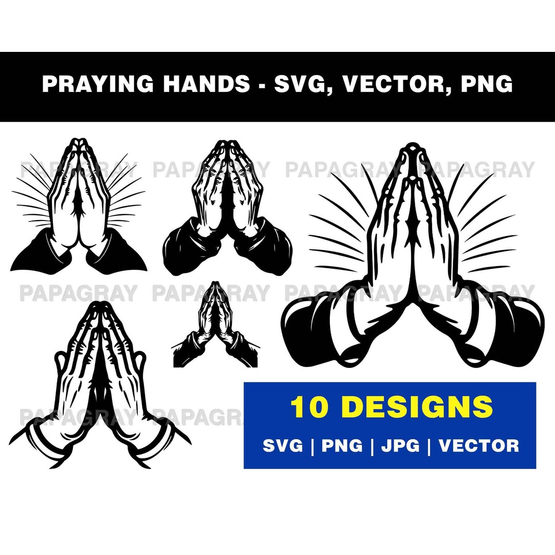 Praying Hands SVG Bundle: Religious Vector Graphics (digital Download ...