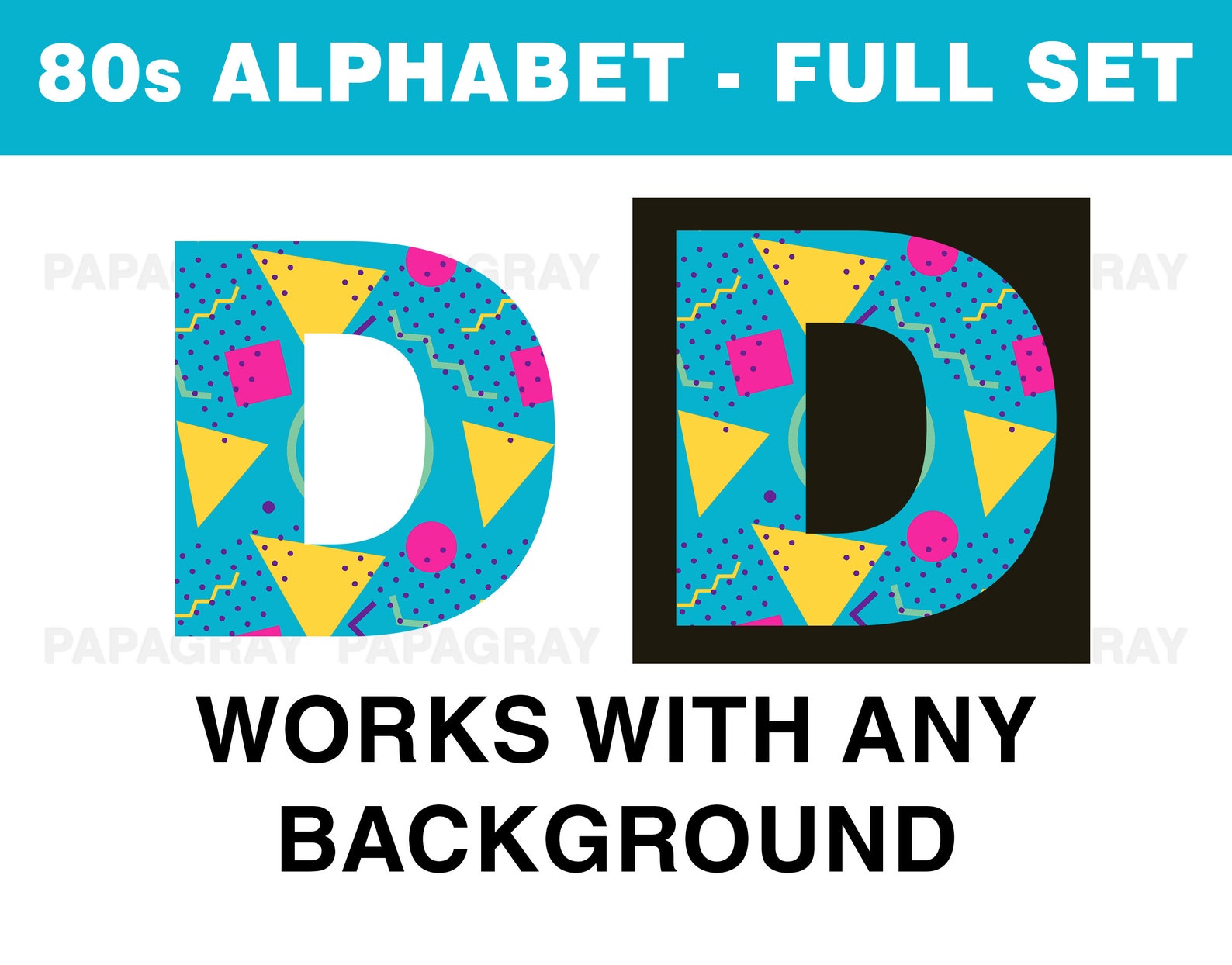 80s Alphabet PNG Digital Download 26 Letters Numbers - Etsy UK