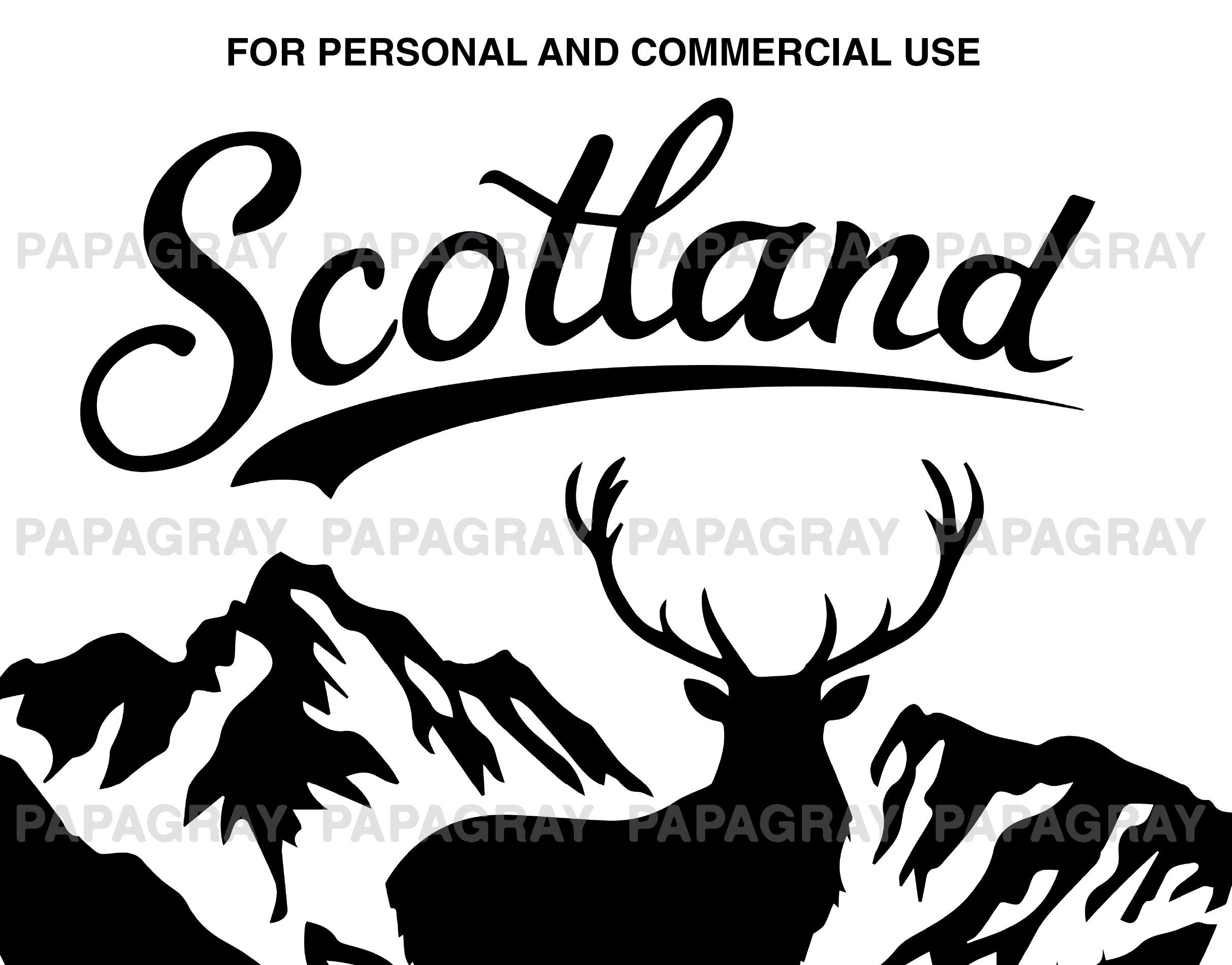 Scotland SVG Vector Graphic Bundle: Skyline, Bagpipes, Thistle (digital ...