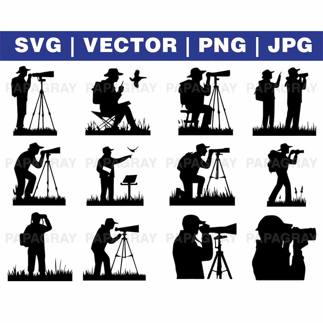 Birdwatching SVG Silhouette Pack - 12 Designs | Digital Download | Bird ...