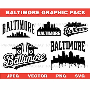 Baltimore SVG Vector Graphic Bundle 6 Designs Digital Download Maryland ...