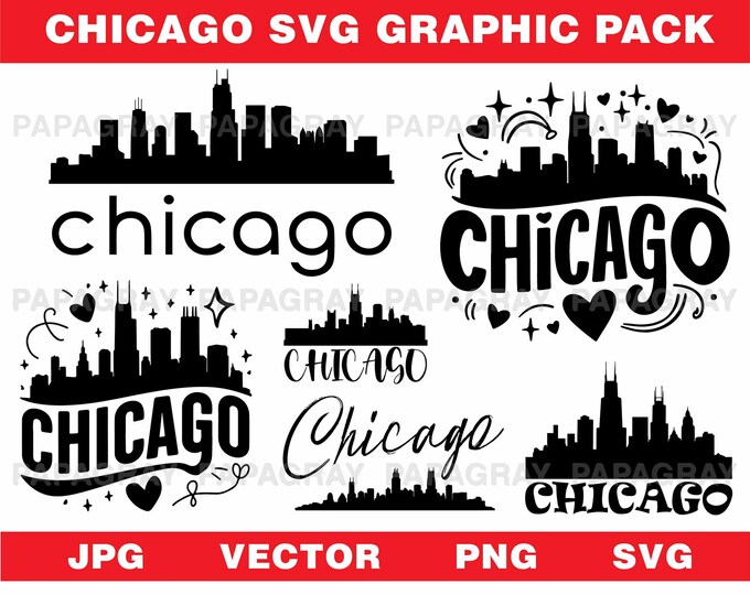 Chicago Skyline SVG Vector Bundle – Cityscape Illustration (digital ...