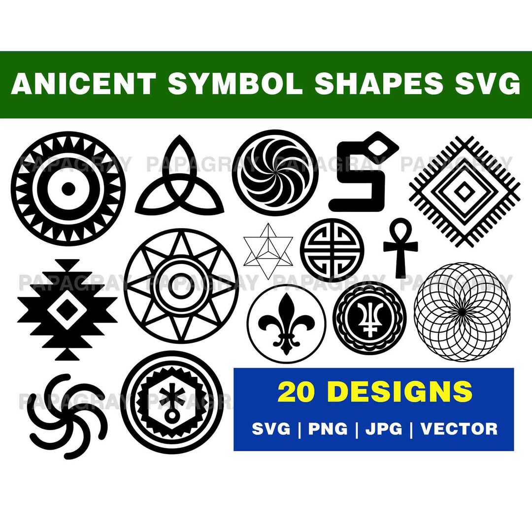 Ancient Symbol SVG Silhouette Pack 20 Designs Digital - Etsy