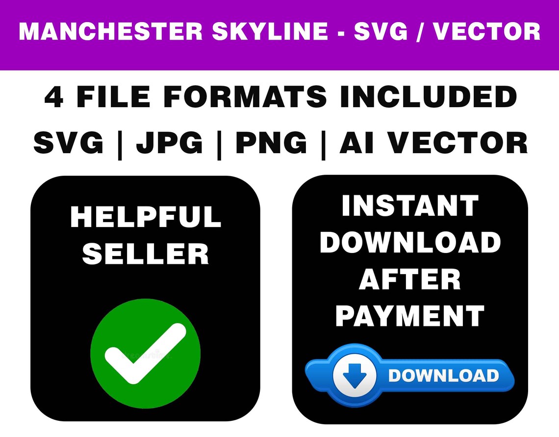 Manchester Skyline SVG Digital Download Manchester SVG | Etsy