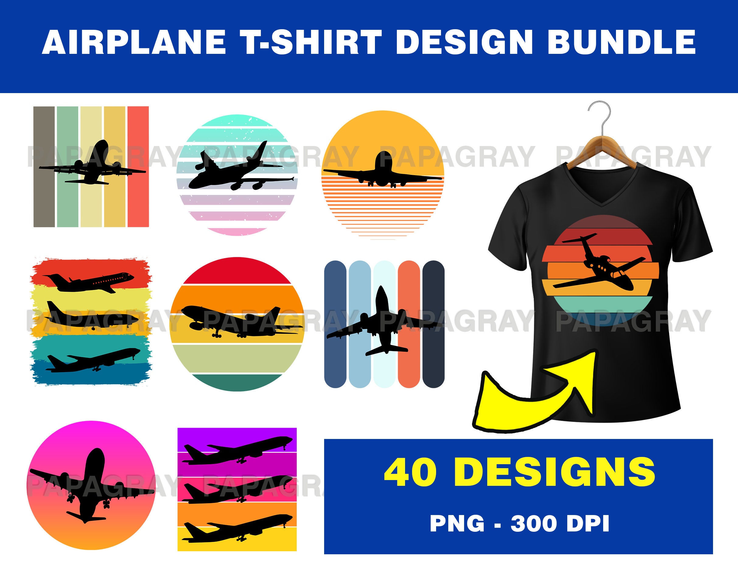 Airplane T-shirt Design Pack 40 Designs Digital Download - Etsy