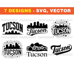 Tucson Arizona Skyline SVG Vector Bundle - 7 Designs | Digital Download ...
