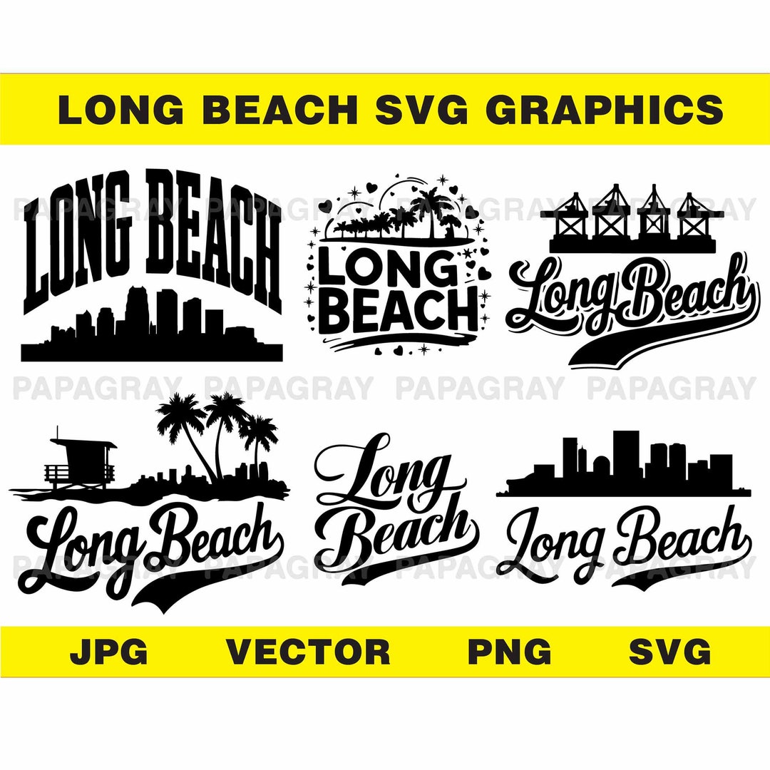 Long Beach Skyline SVG Bundle: California Cityscape Vector Graphics ...