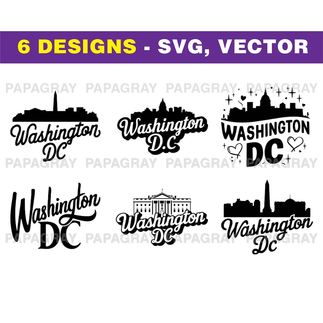Washington DC Skyline SVG Vector Graphic Bundle - 6 Designs | Digital ...