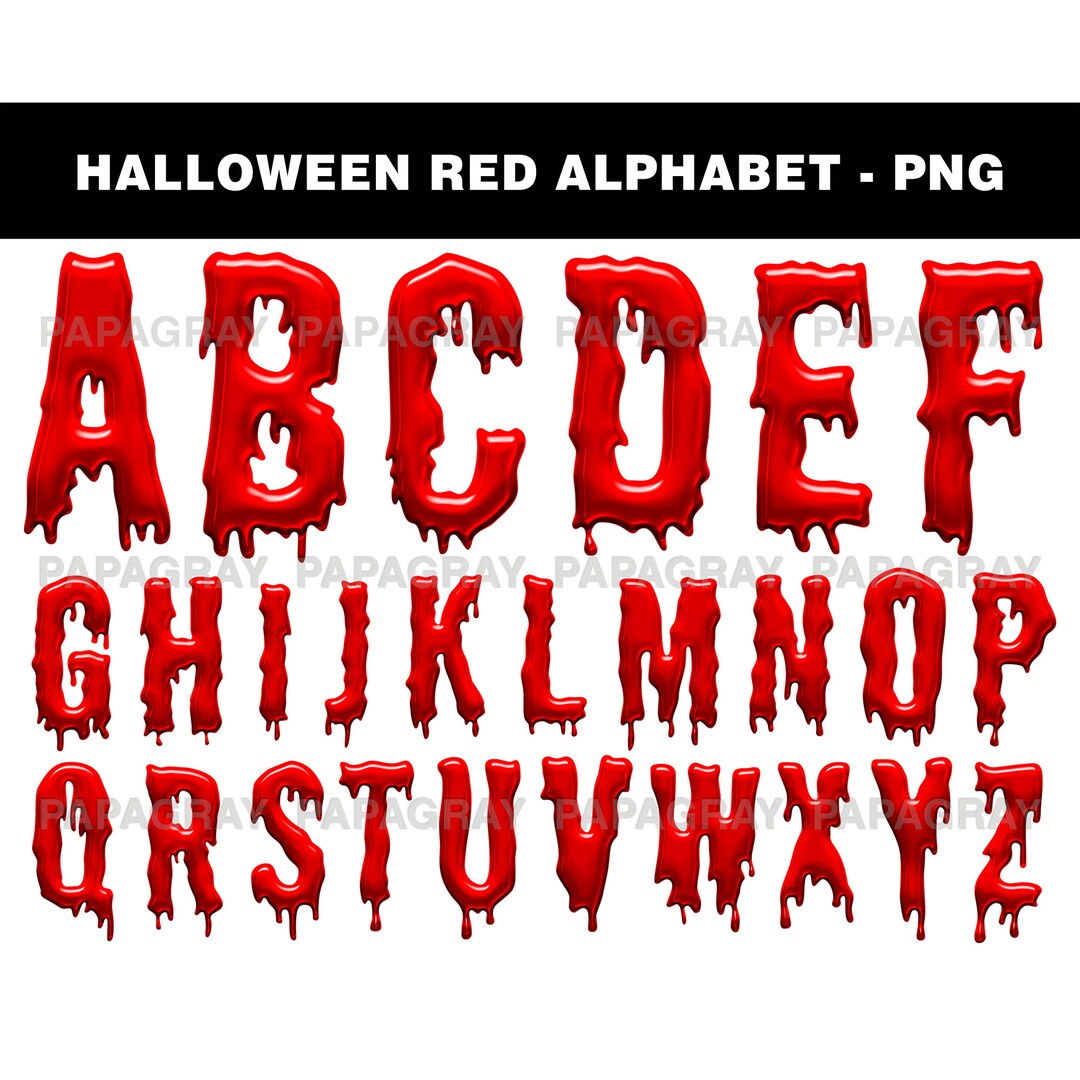 Halloween Red Alphabet Clipart Pack | Digital Download | Halloween ...