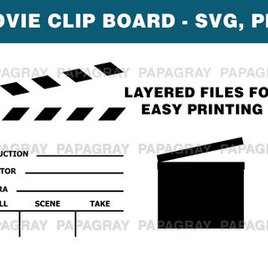 Movie Clip Board SVG | Digital Download | Movie Clipboard PNG, Movie ...