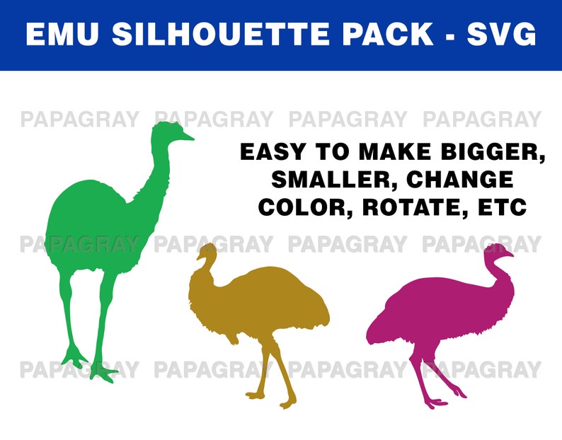 Emu Silhouette Pack - 10 Designs | Digital Download | Emu SVG, Emu PNG ...