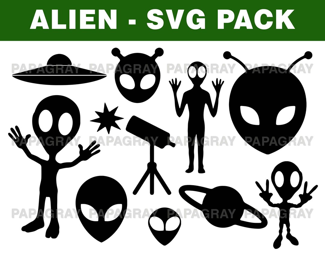 Alien Silhouette Pack 11 Designs Digital Download Alien - Etsy