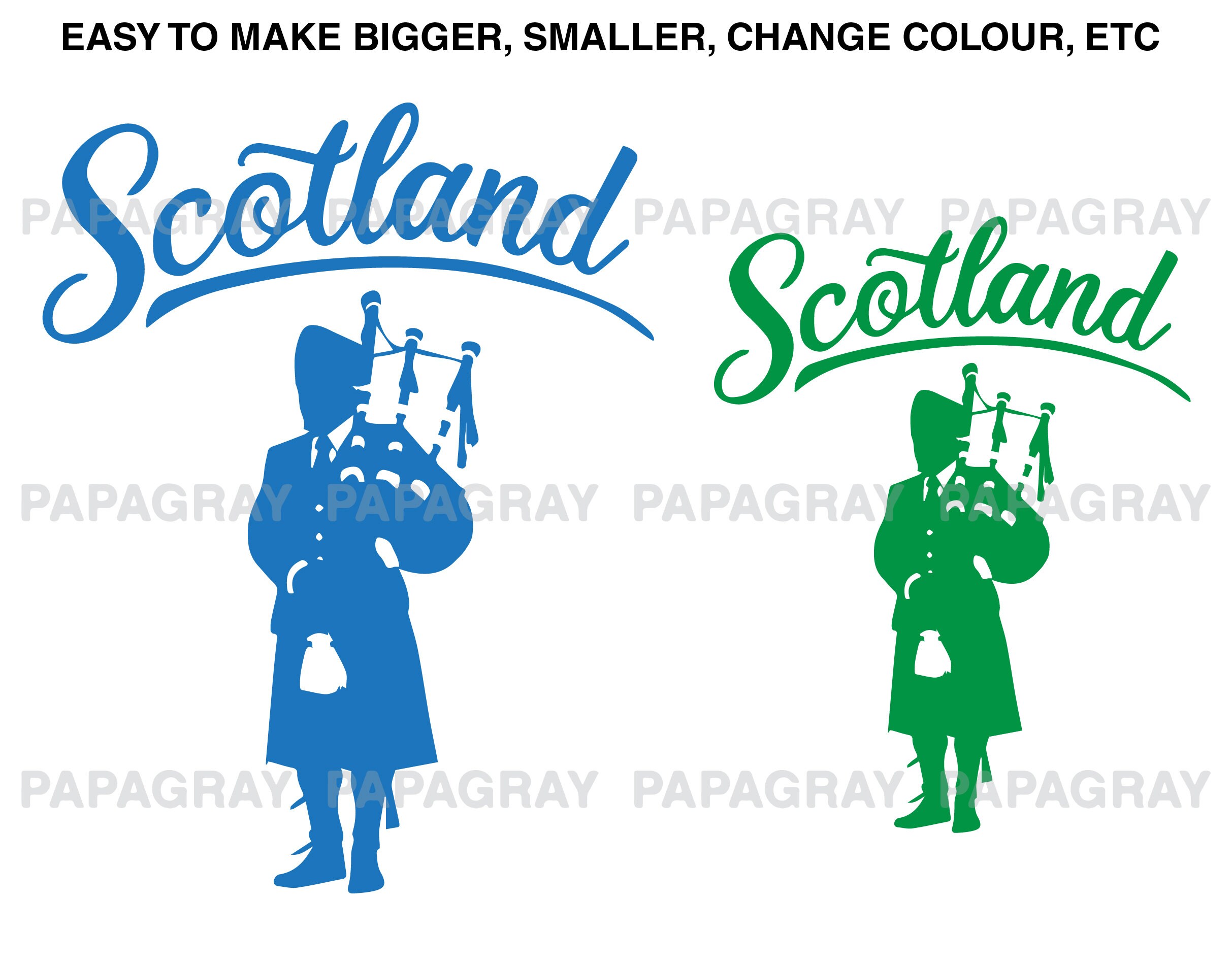 Scotland SVG Vector Graphic Bundle: Skyline, Bagpipes, Thistle (digital ...