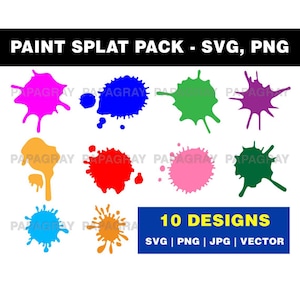 Colorful Paint Splat SVG Graphic Pack - 10 Designs | Digital Download ...