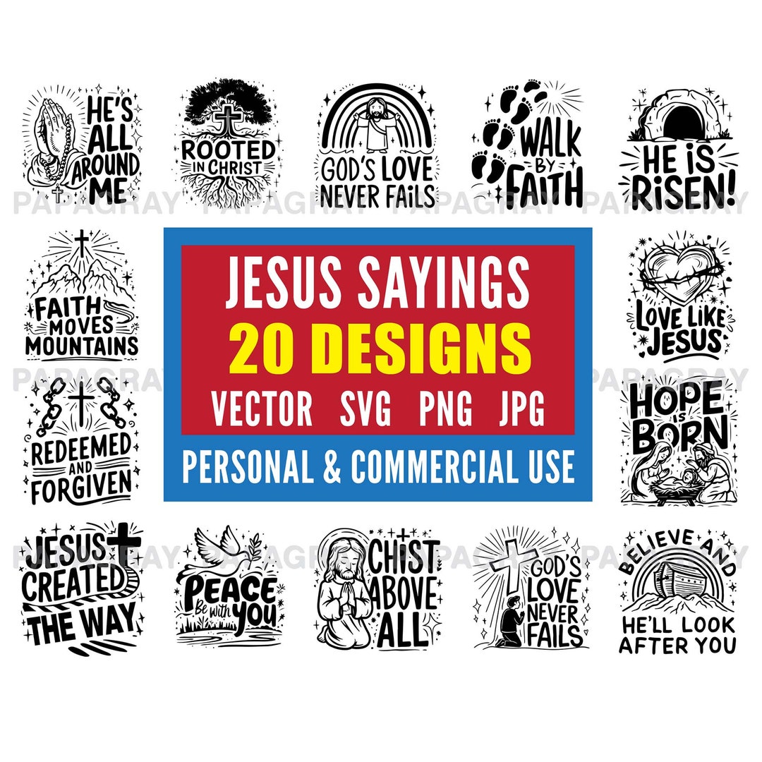 Jesus Sayings SVG - 20 Designs | Digital Download | God Quotes, Cut ...