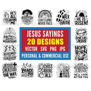 Jesus Sayings SVG - 20 Designs | Digital Download | God Quotes, Cut ...