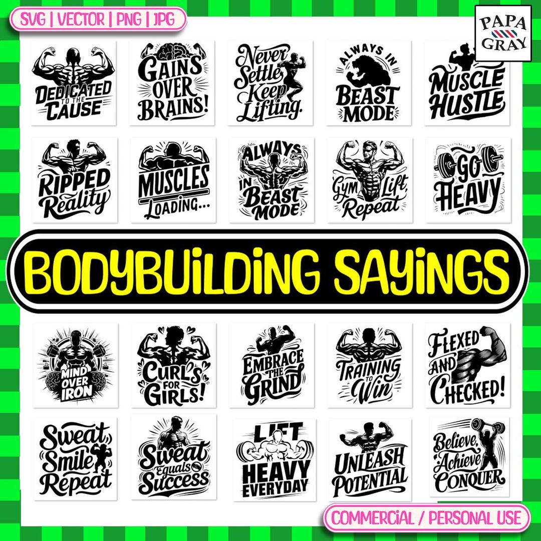 Bodybuilding Quotes SVG Pack - 21 Designs | Digital Download ...