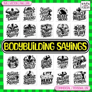 Bodybuilding Quotes SVG Pack - 21 Designs | Digital Download ...