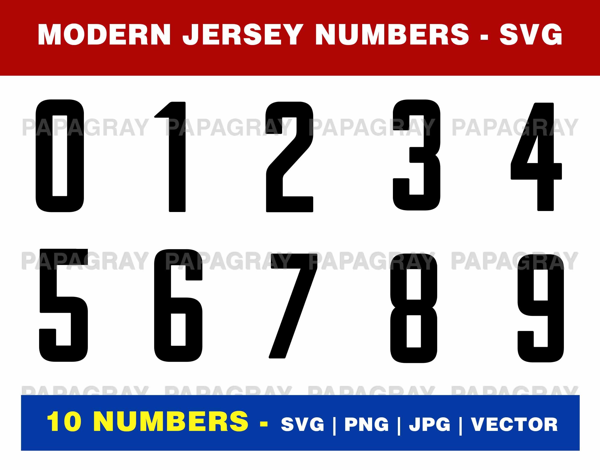 Modern Jersey Numbers SVG Pack 10 Numbers Digital Download - Etsy