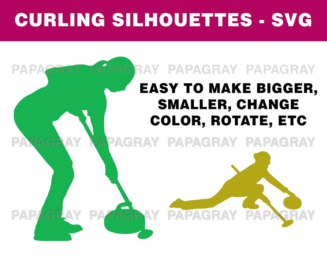 Curling Silhouette Pack 8 Designs Digital Download - Etsy