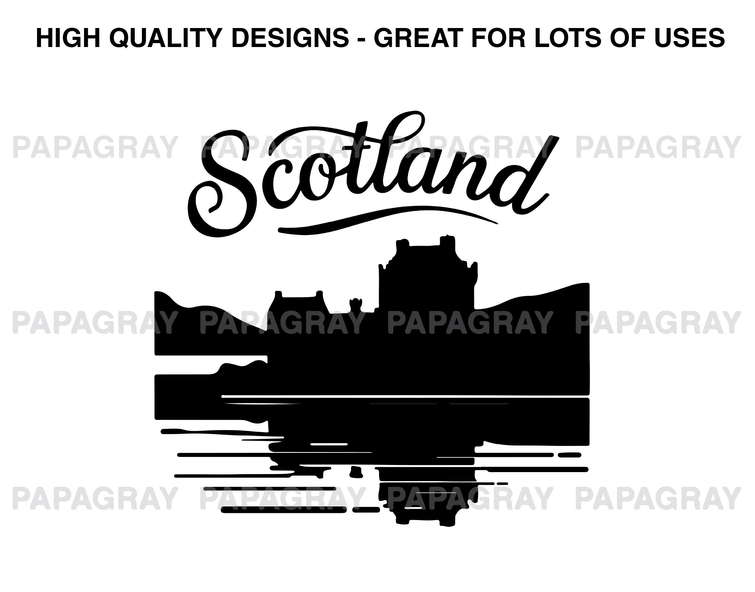 Scotland SVG Vector Graphic Bundle: Skyline, Bagpipes, Thistle (digital ...