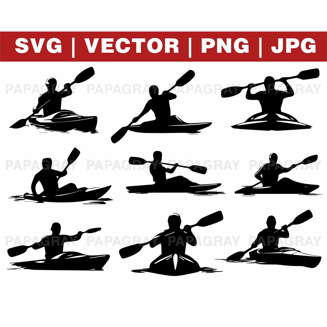 Kayaker SVG Silhouette Pack - 12 Designs | Digital Download | Canoeist ...