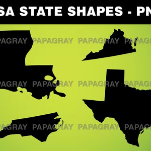 USA State Shapes PNG - 50 States - Clip Art Pack | Digital Download ...