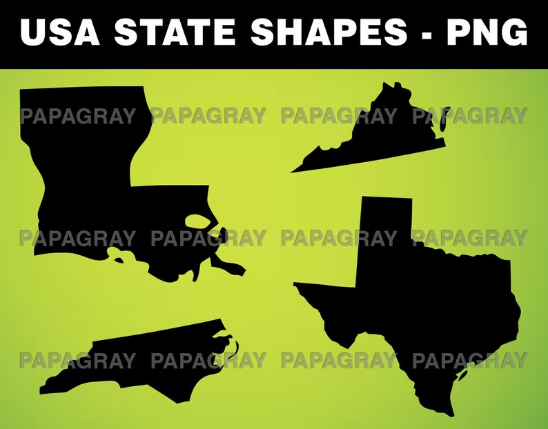 USA State Shapes PNG 50 States Clip Art Pack Digital - Etsy