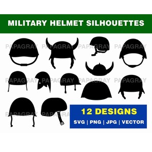 Military Helmets Silhouette SVG Pack - 12 Designs | Digital Download ...