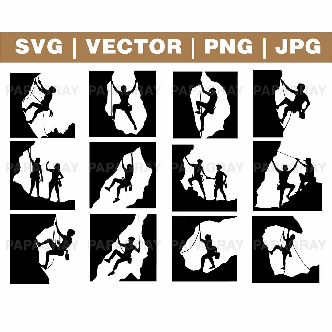 Rock Climbing SVG Silhouette Pack - 20 Designs | Digital Download ...