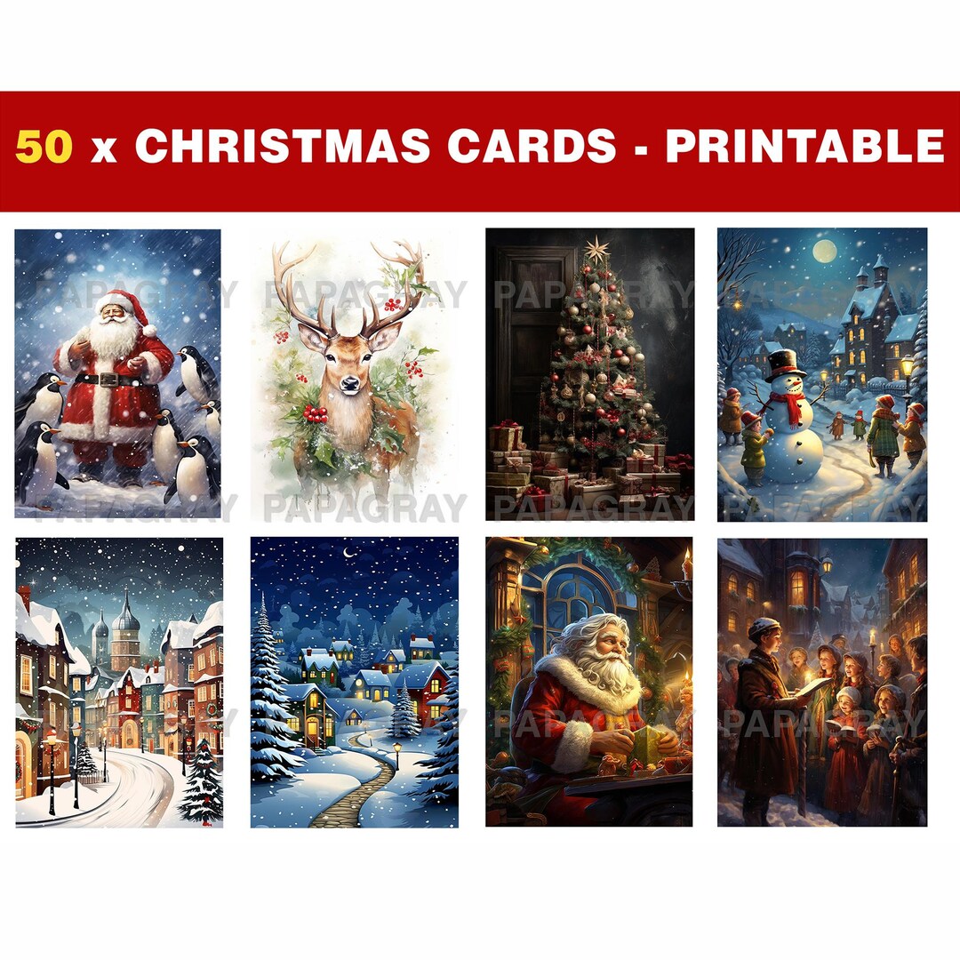 Christmas Cards - 50 Designs | Digital Download | Merry Christmas ...