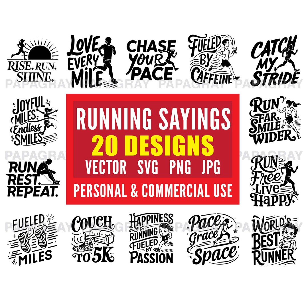 Running Sayings SVG Vector Bundle - 20 Designs | Digital Download ...