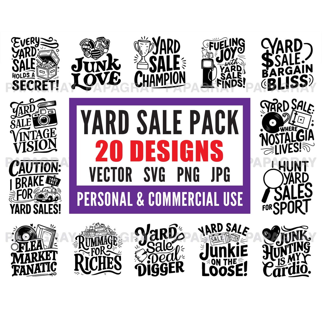 Yard Sale SVG Vector Bundle - 20 Designs | Digital Download | Garage ...