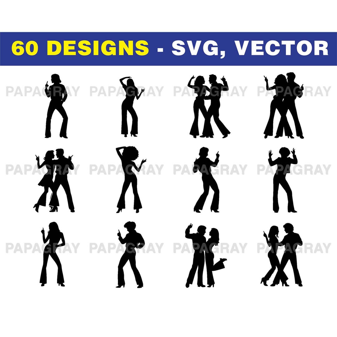 Retro Dancers SVG Silhouette Bundle - 60 Designs | Digital Download ...