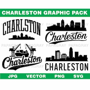 Charleston Skyline SVG Vector Bundle: South Carolina Cityscape (digital ...