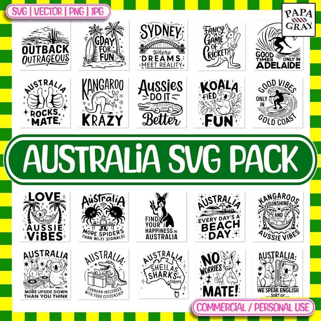 Australia Sayings SVG Bundle: Aussie Quotes, Sydney, Melbourne (digital ...