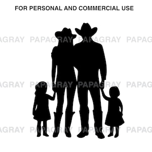Cowboy Family Silhouette Vector Bundle (digital Download) - Etsy
