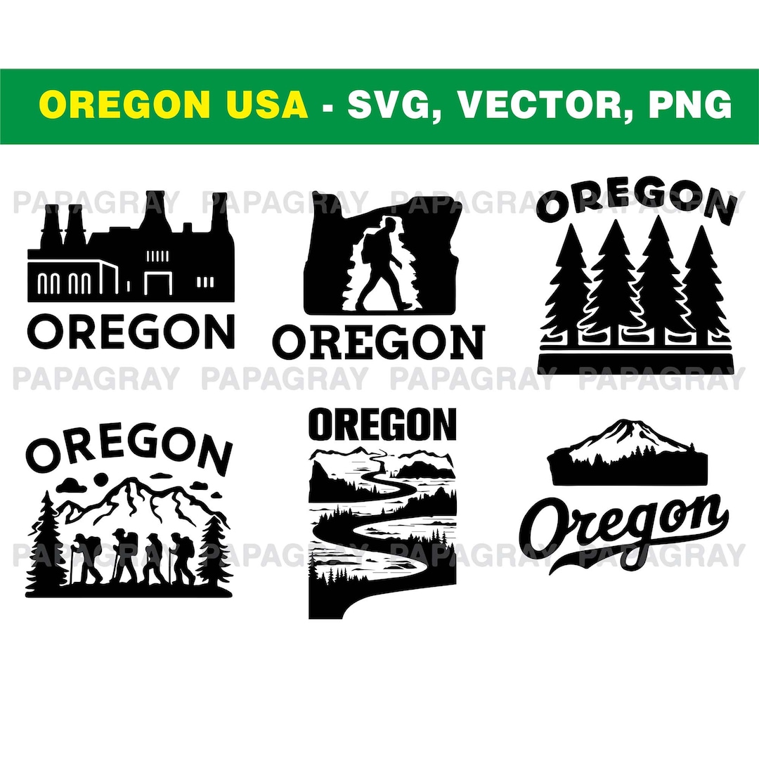 Oregon SVG Vector Graphic Pack 7 Designs Digital Download United States ...