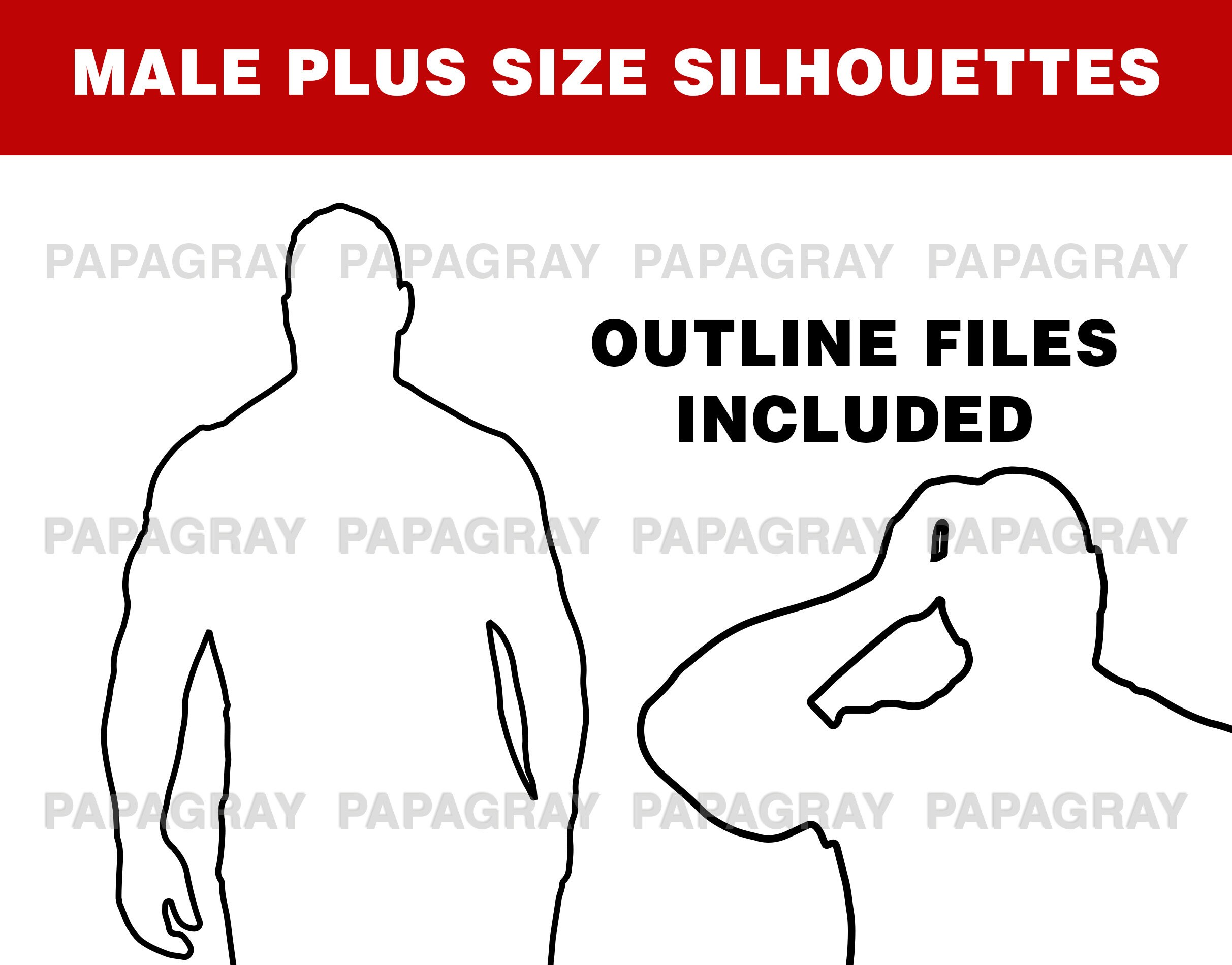 Plus Size Male Silhouette Pack 10 Designs Digital Download | Etsy