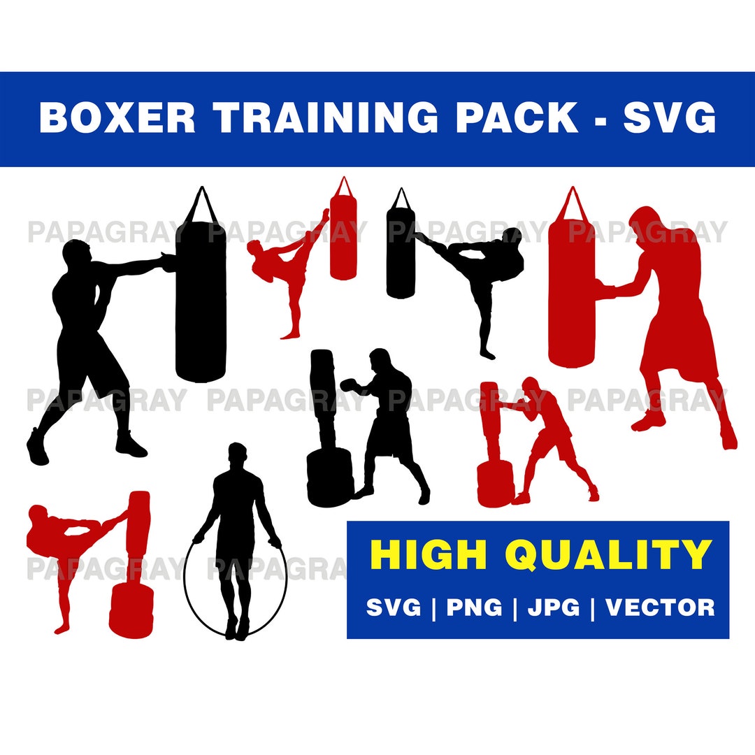 Boxer Training SVG Silhouette Pack - 9 Designs | Digital Download ...