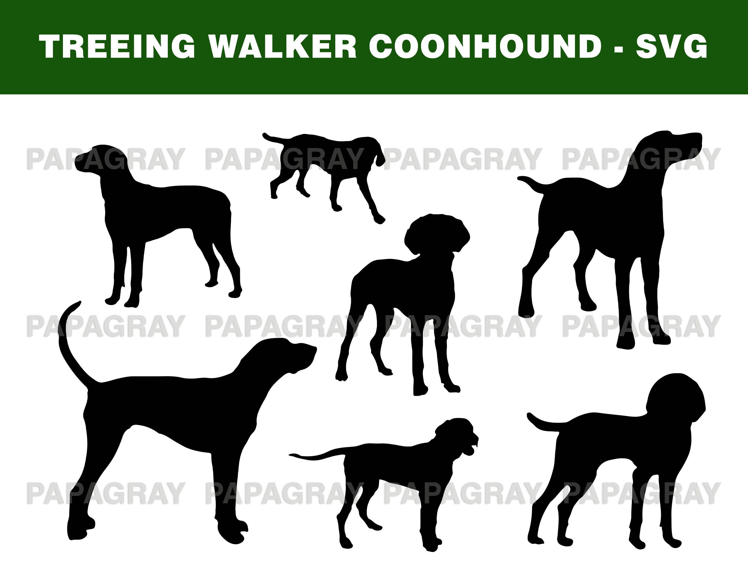 Treeing Walker Coonhound Dog Silhouette Pack 7 Designs | Etsy