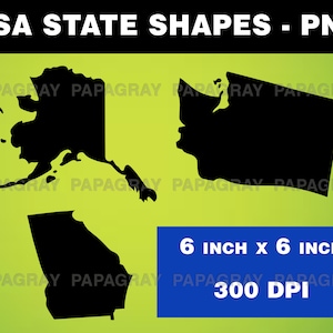 USA State Shapes PNG - 50 States - Clip Art Pack | Digital Download ...