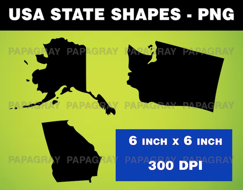 USA State Shapes PNG 50 States Clip Art Pack Digital - Etsy