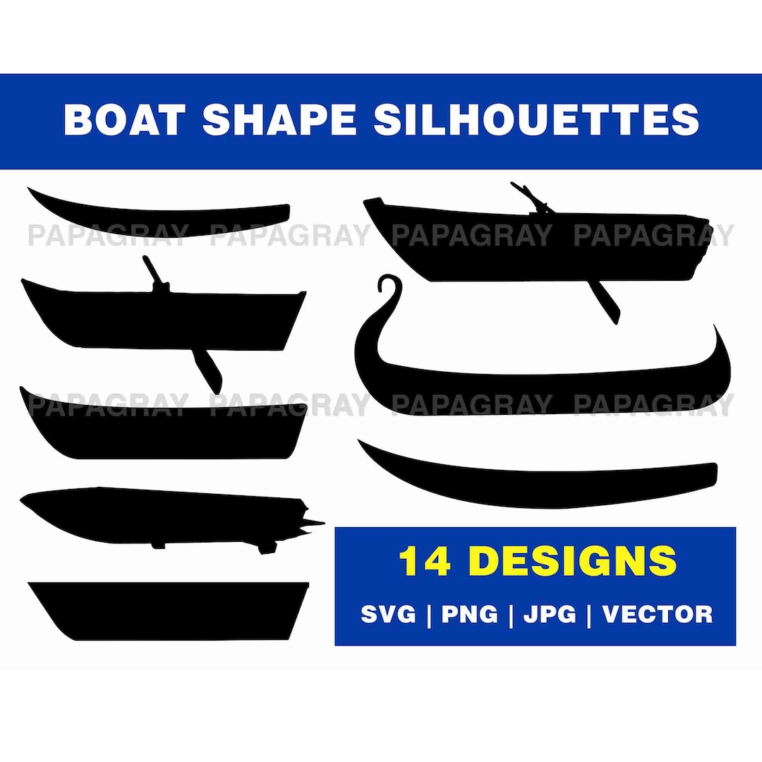 Boat Shapes SVG Silhouette Pack - 14 Designs | Digital Download | Boat ...