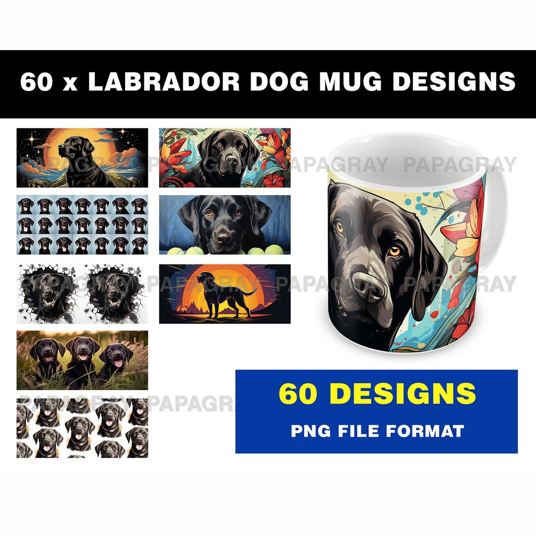 Black Labrador Mug Templates, 60 Designs | Digital Download | Labrador ...