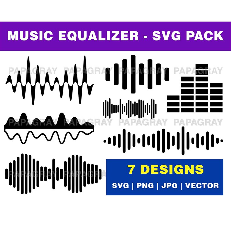 Music Equalizer Silhouette Pack: 7 Sound Designs (digital Download ...