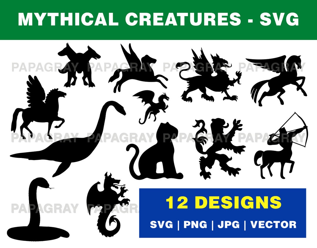 Mythical Creatures SVG Graphic Bundle 12 Designs Digital - Etsy