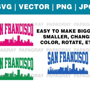 San Francisco California Skyline SVG Digital Download California State ...